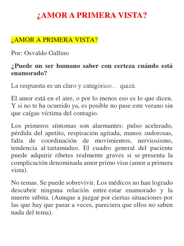 ¿Amor A Primera Vista? | PDF | Amor | Belleza