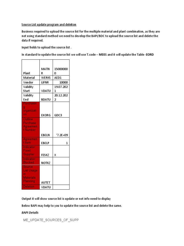 SAP Source List Management Guide | PDF | Computers
