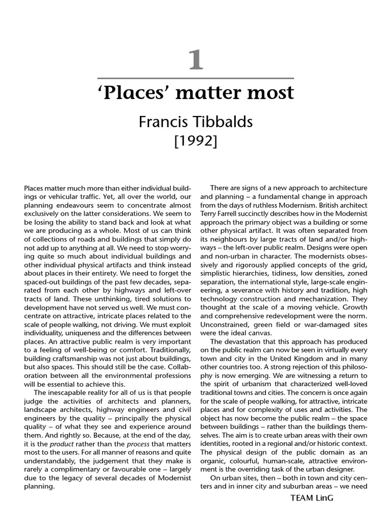 Urban Design Reader - Places Matter Most | PDF | Urban Design
