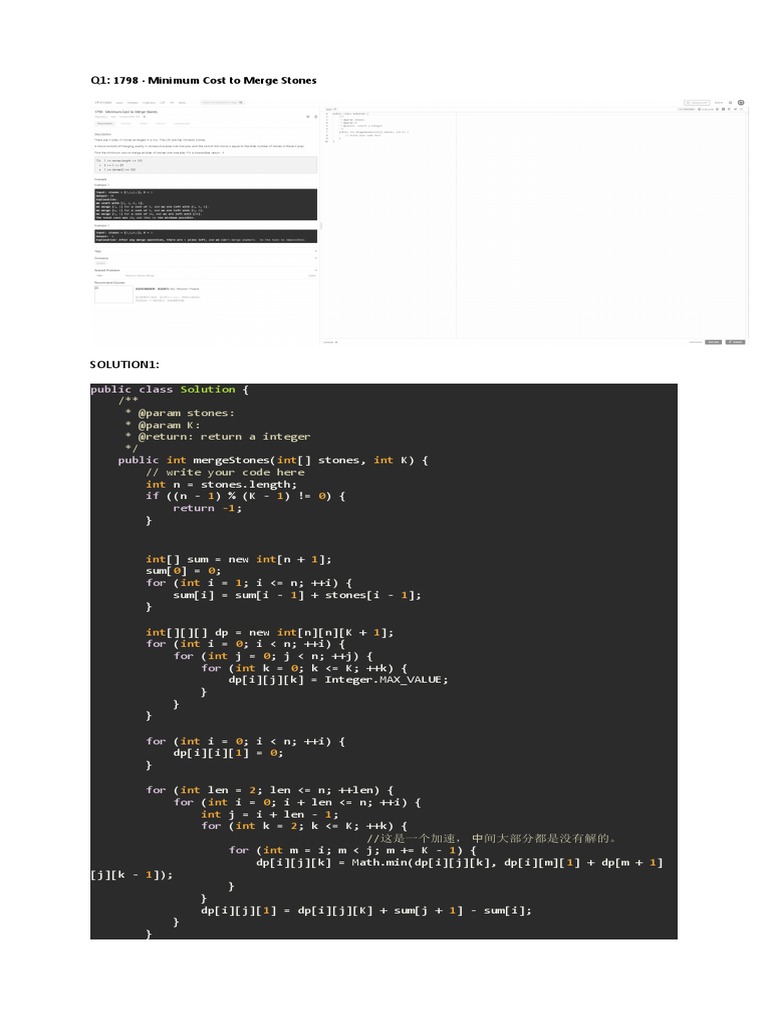 1798 Minimum Cost To Merge Stones Public Class Pdf Integer Computer Science String