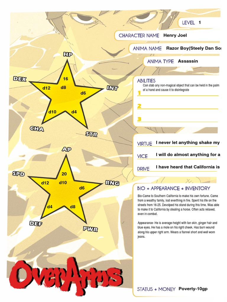 Character Sheet Jojo | PDF