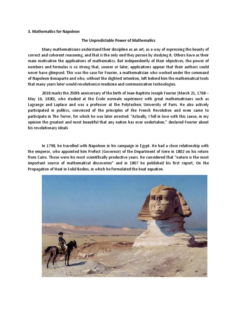 3 - Mathematics of Napoleon | PDF | Mathematical Analysis | Fourier ...