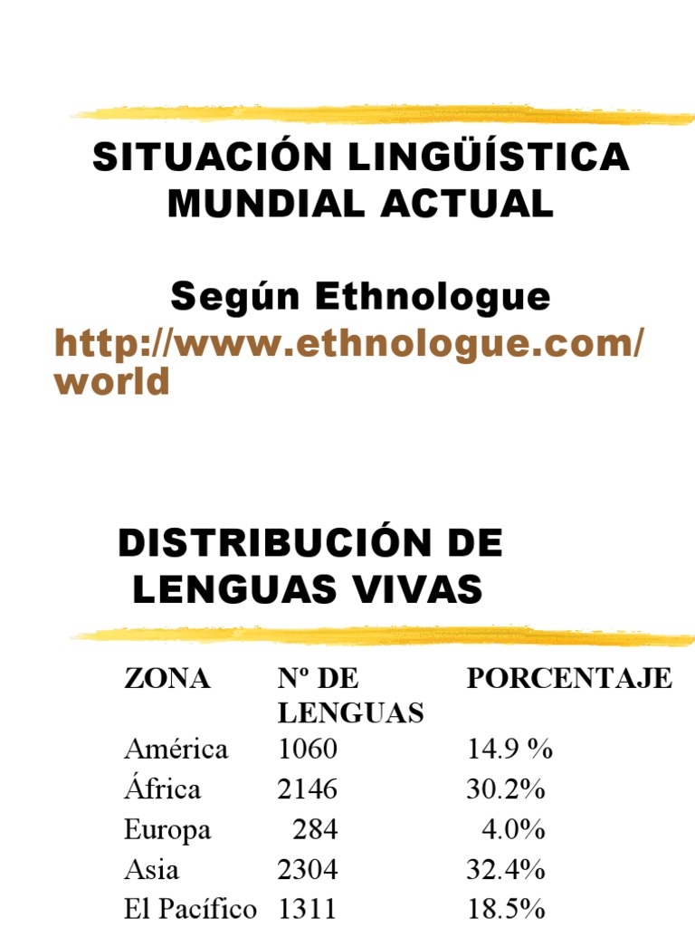 La diversidad lingüística mundial según los datos de Ethnologue | PDF