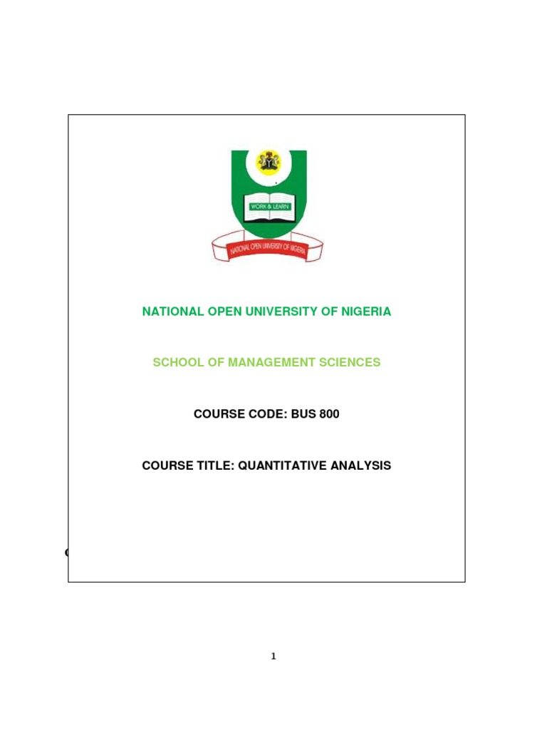 Bus 800 Quantitative Analysis | PDF | Set (Mathematics) | Numbers