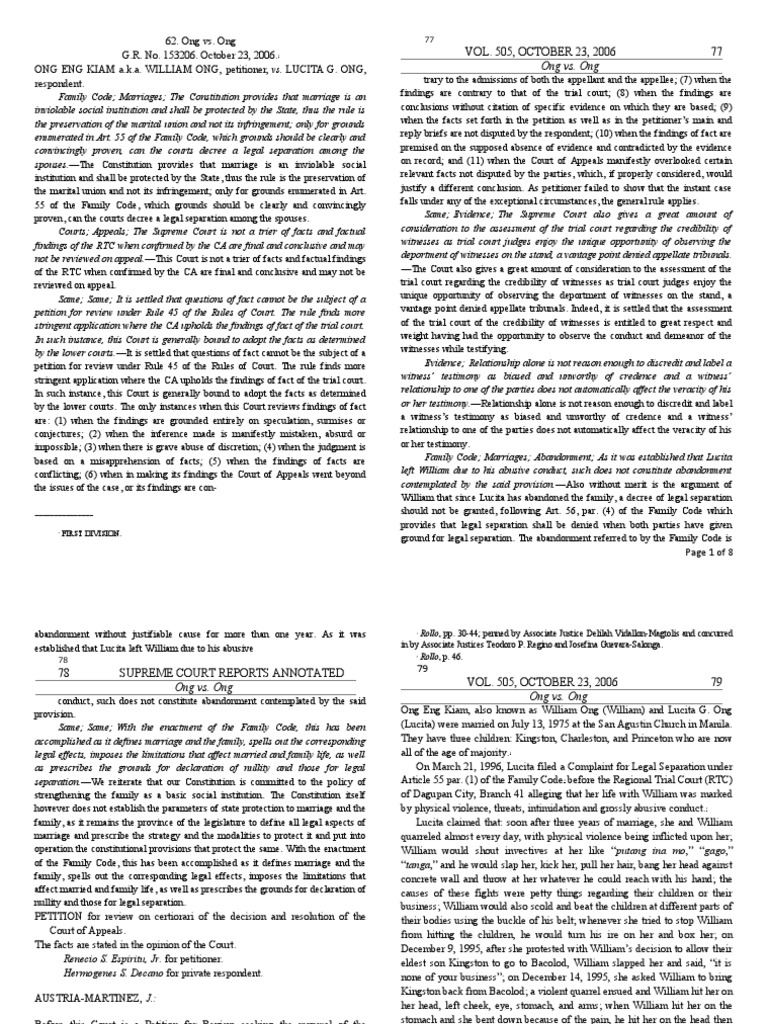 Ong vs. Ong | PDF | Trials | Question Of Law