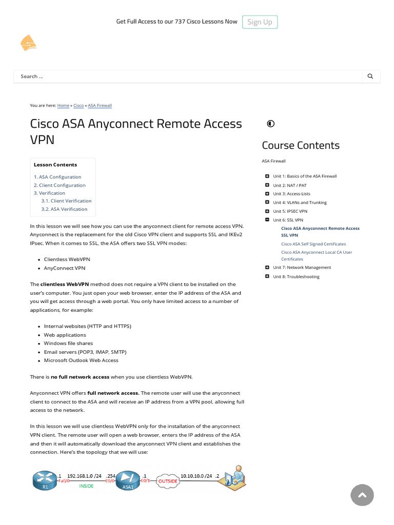 Cisco ASA Anyconnect Remote Access VPN | PDF | Virtual Private Network | Computer Network