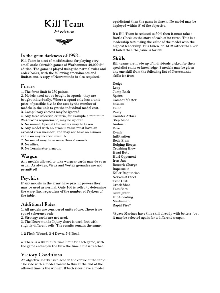 40k 2e - Kill Team | PDF | Military Science | Warfare