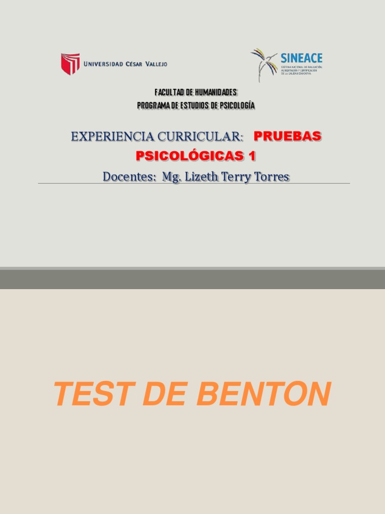 Test de Benton: Evaluación Visual y Cognitiva | PDF | Cognición | Sicología