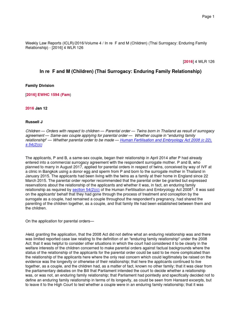 Thai Surrogacy Case: Parental Orders Granted | PDF | Surrogacy | Family