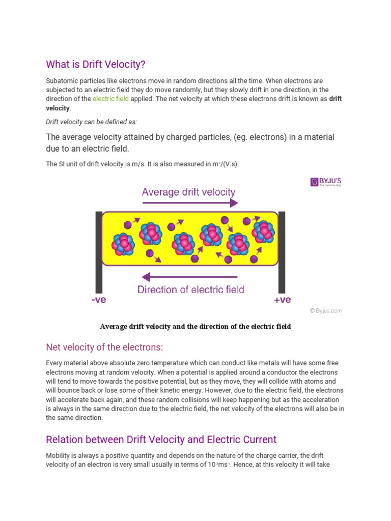 Drift Velocity | PDF | Electric Current | Electrical Resistivity And ...