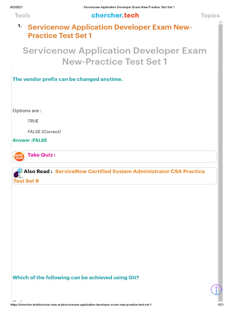 ServiceNow Application Developer Exam Prep | PDF | Test (Assessment ...