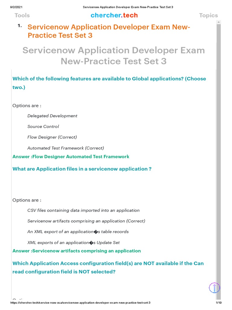 Servicenow Application Developer Exam New-Practice Test Set 3 | PDF ...