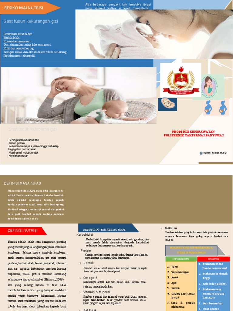 Leaflet Maternitas Pemenuhan Gizi Ibu Pada Masa Nifas | PDF