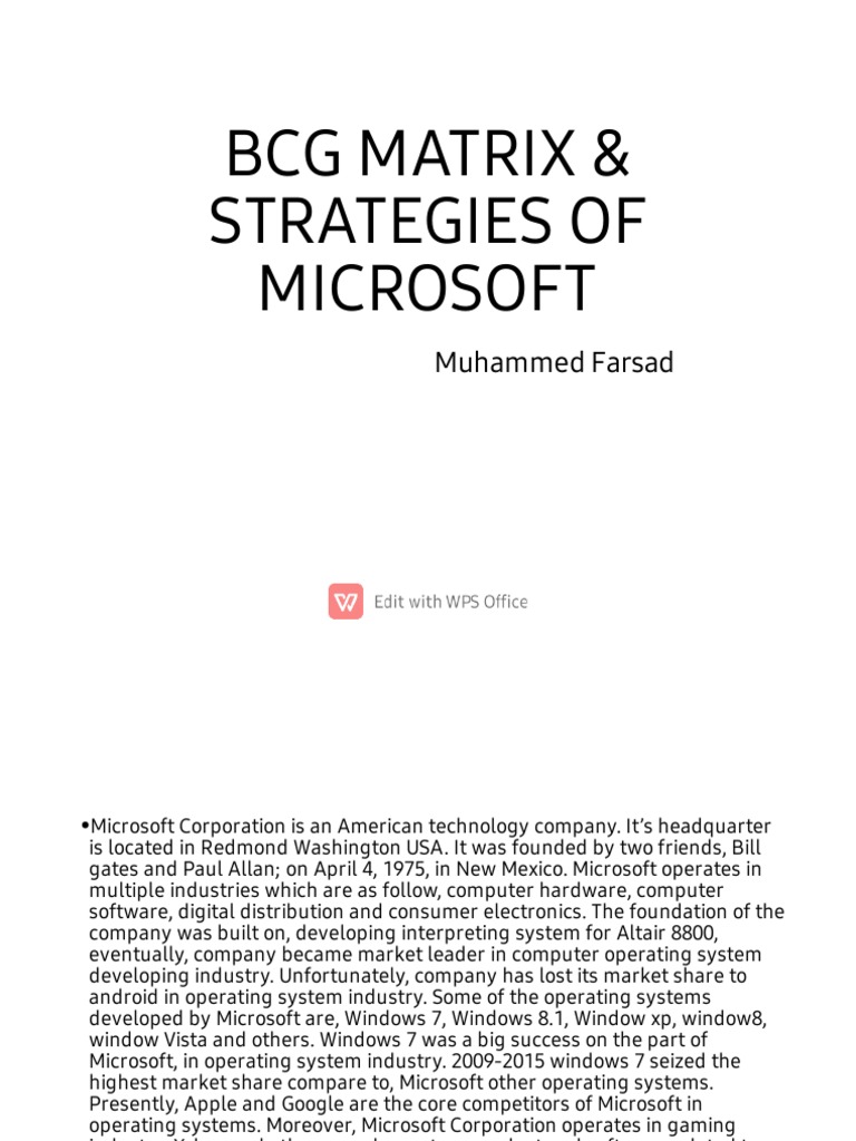 BCG MATRIX - Microsoft | PDF | Microsoft | Microsoft Windows