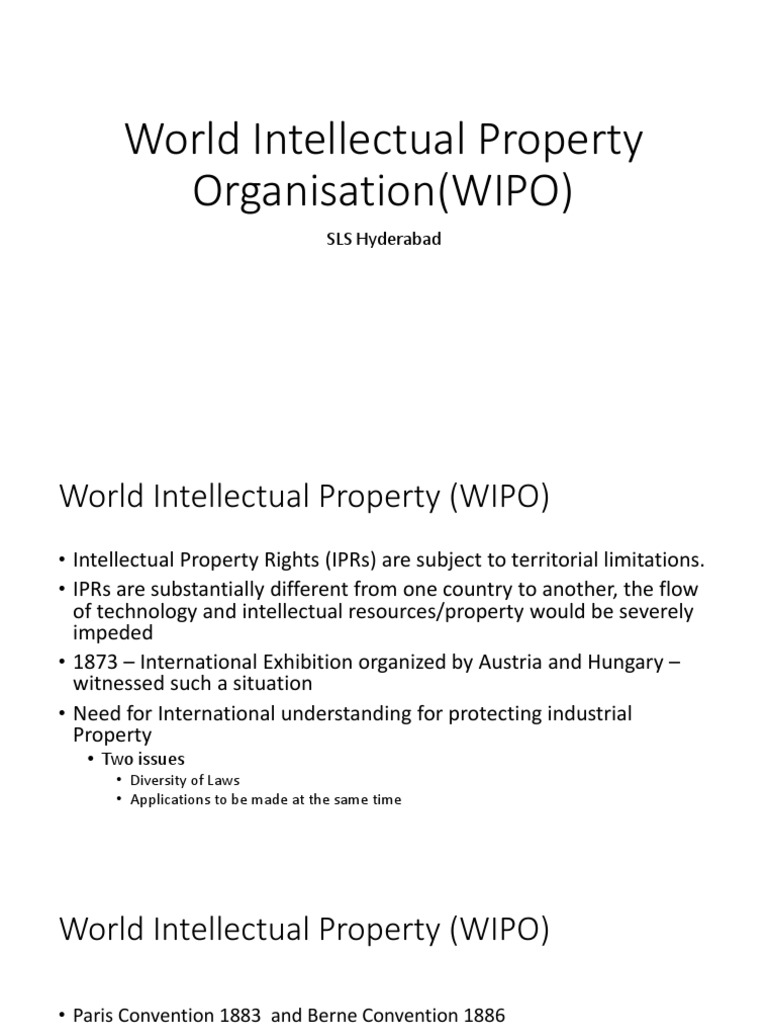 World Intellectual Property Organisation (WIPO) : SLS Hyderabad | PDF ...