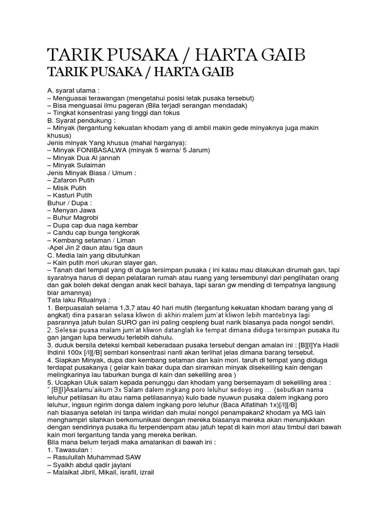 Ritual Tarik Pusaka Gaib | PDF | Pengembangan Diri