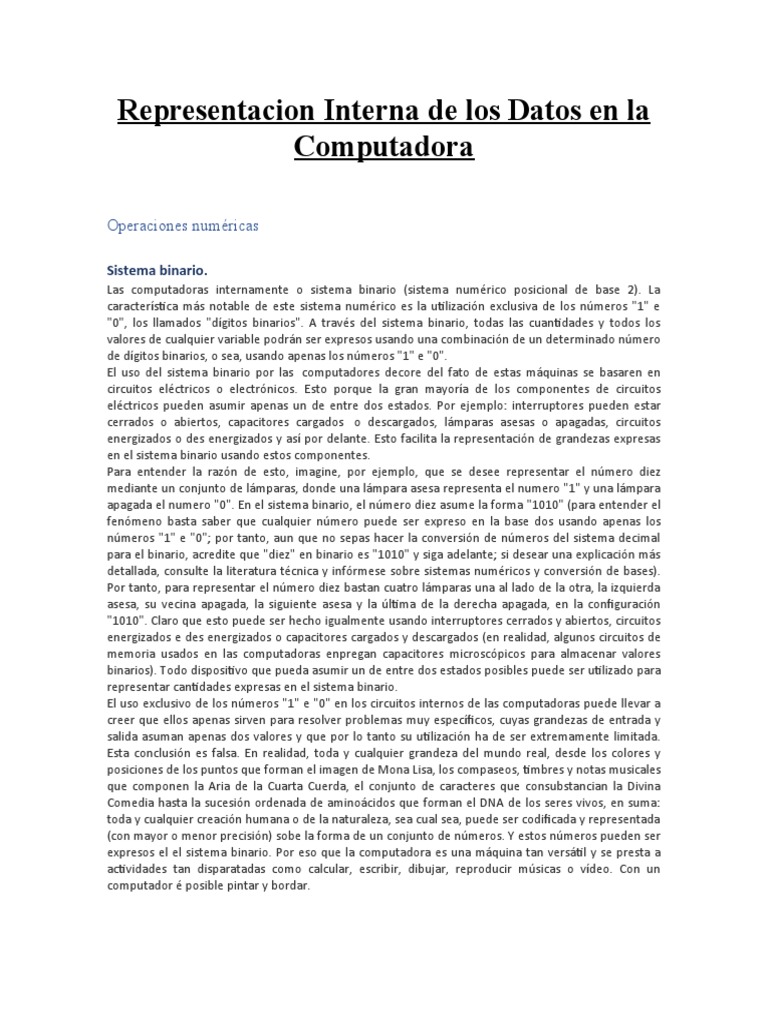 Representacion Interna de Los Datos y Aritmetica de La Computadora | PDF | Puerta lógica ...