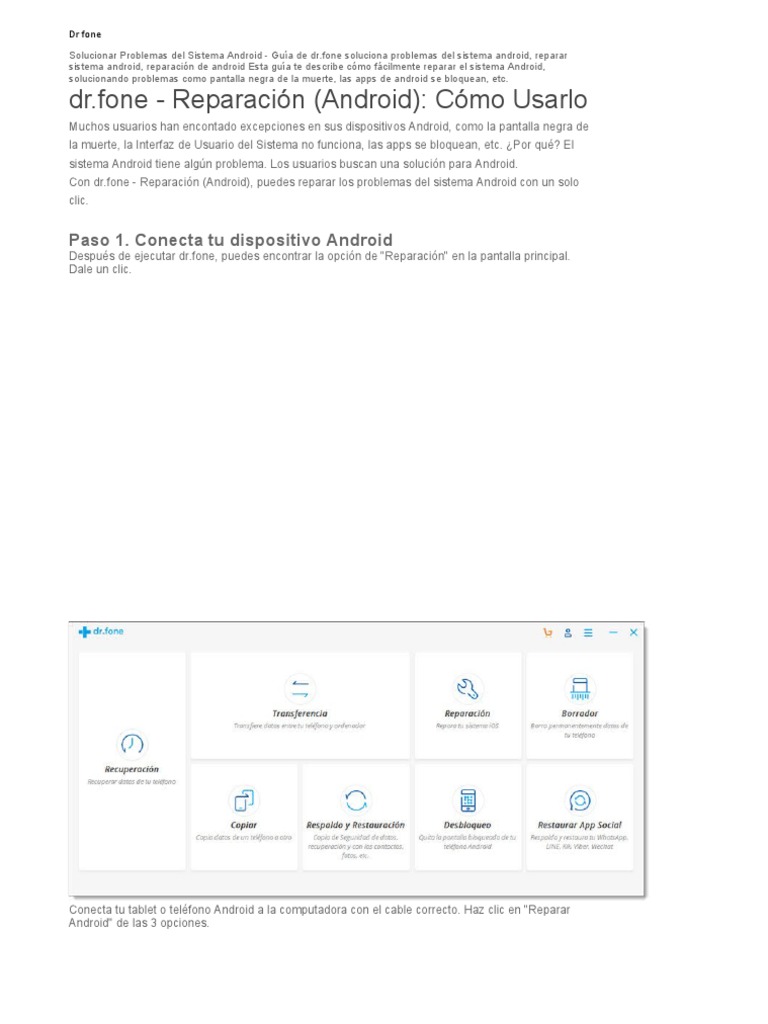 Reparación de Android con dr.fone | PDF | Android (sistema operativo ...