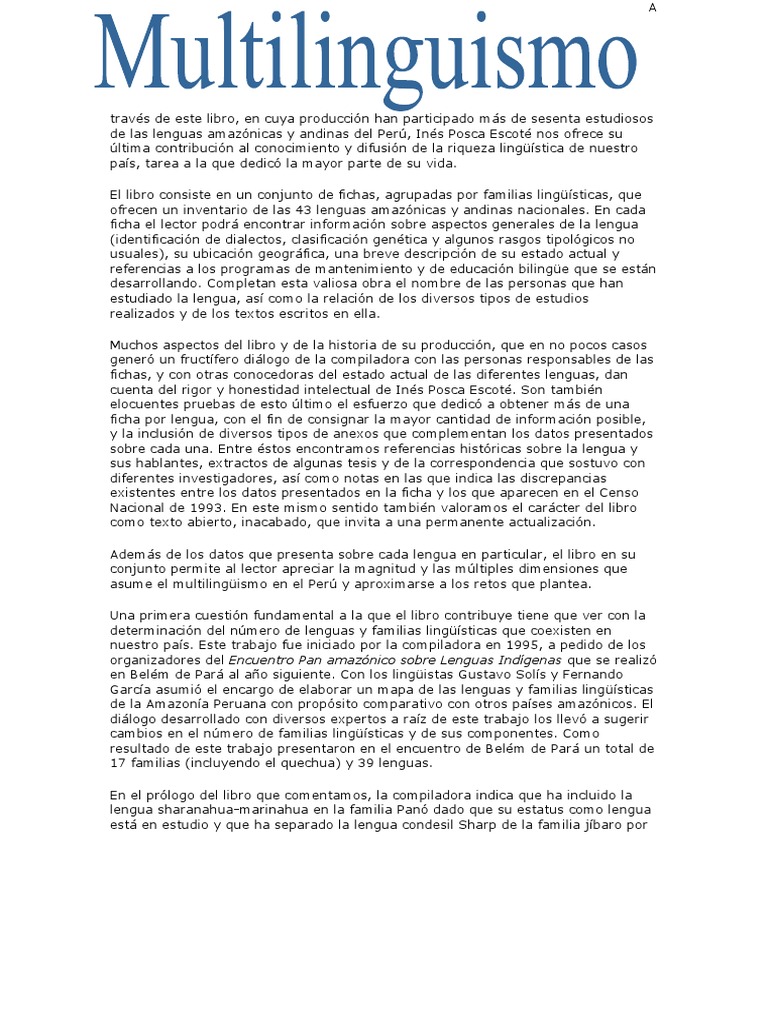 El Multilinguismo | PDF | Multilingüismo | Lengua española