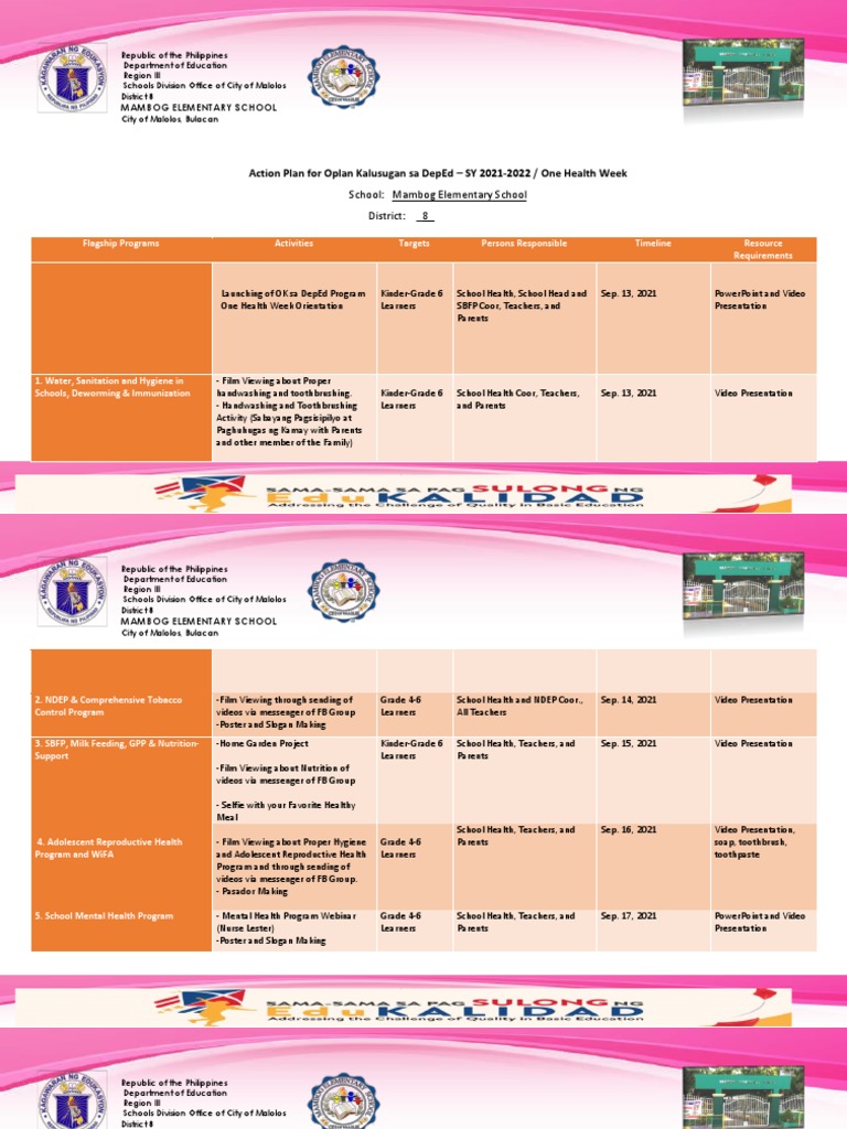 Action Plan OK Sa DepEd | PDF | Medical Specialties | Public Health