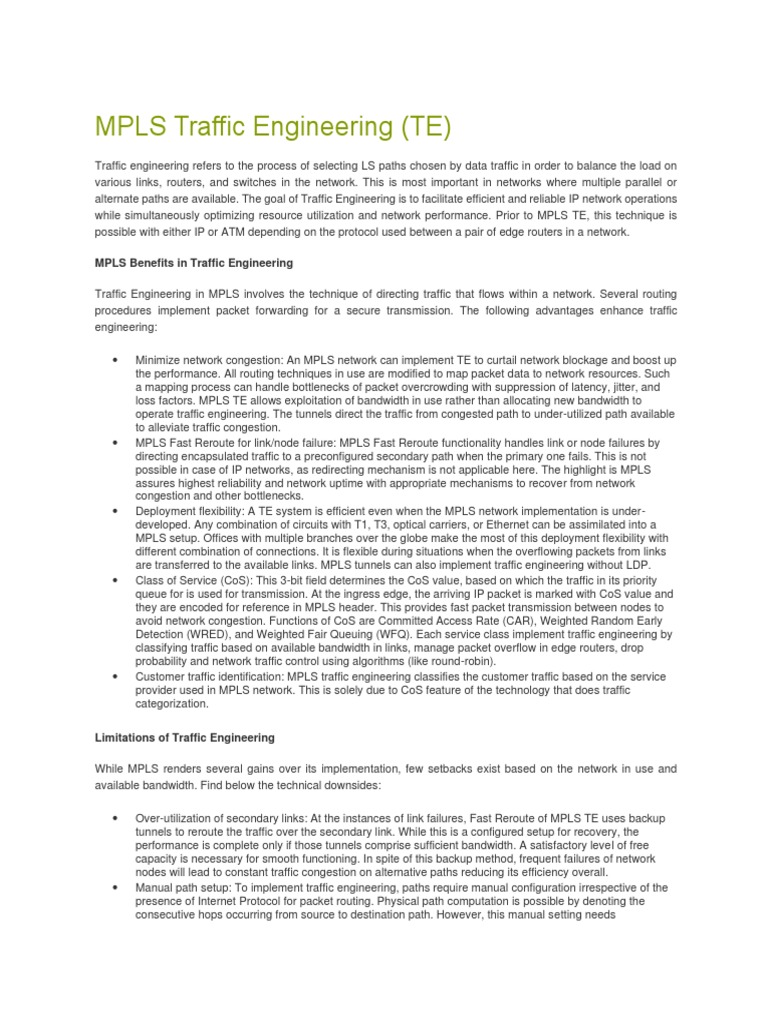 Traffic Engineering 1 | PDF | Networking | Multiprotocol Label Switching