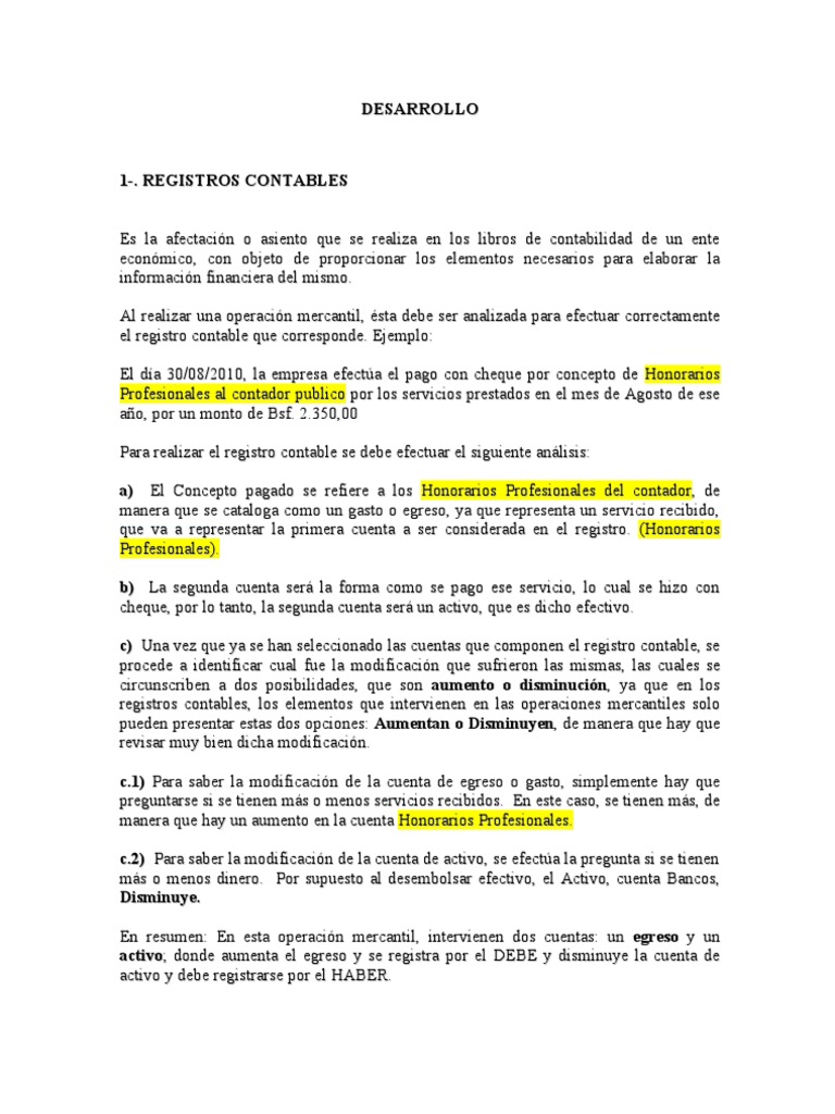 Registro Contable | PDF | Contabilidad | Negocios económicos