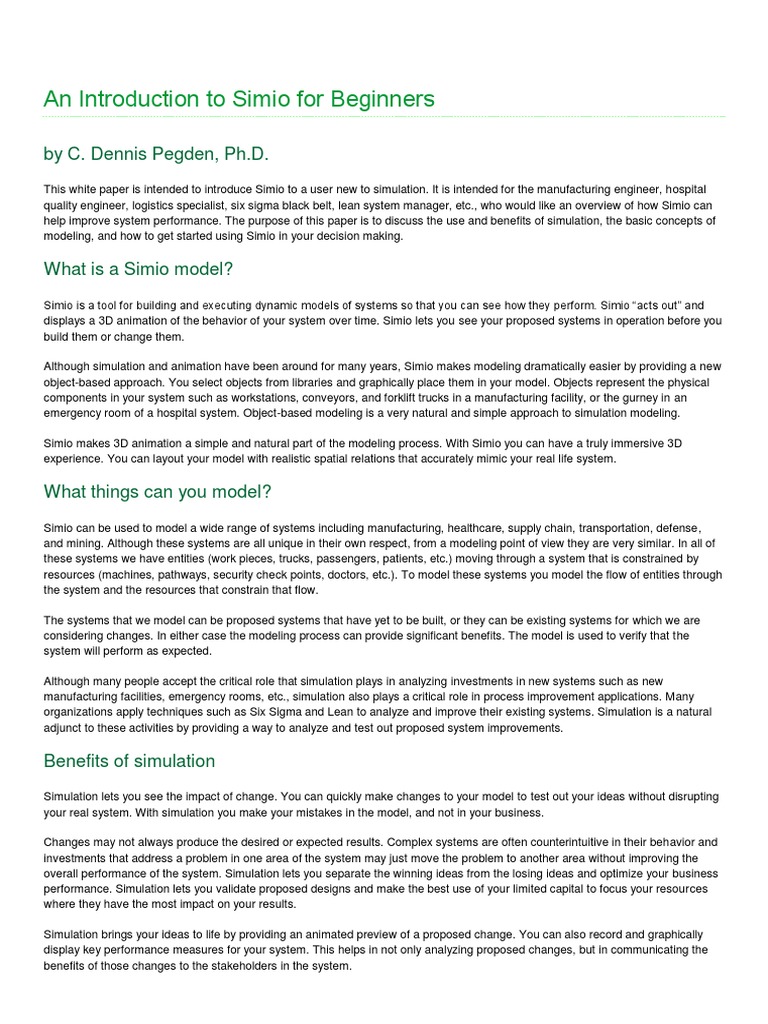 An Introduction To Simio For Beginners | PDF | Probability Distribution ...