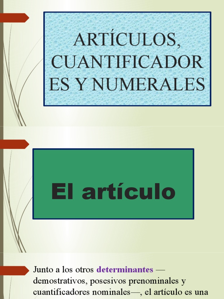 Artículos y Cuantificadores en Español | PDF | Adjetivo | Género gramatical