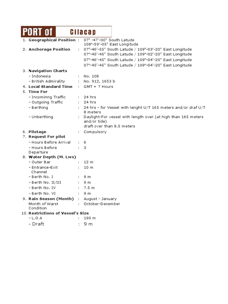 Cilacap Port Navigation and Restrictions | PDF | Home & Garden
