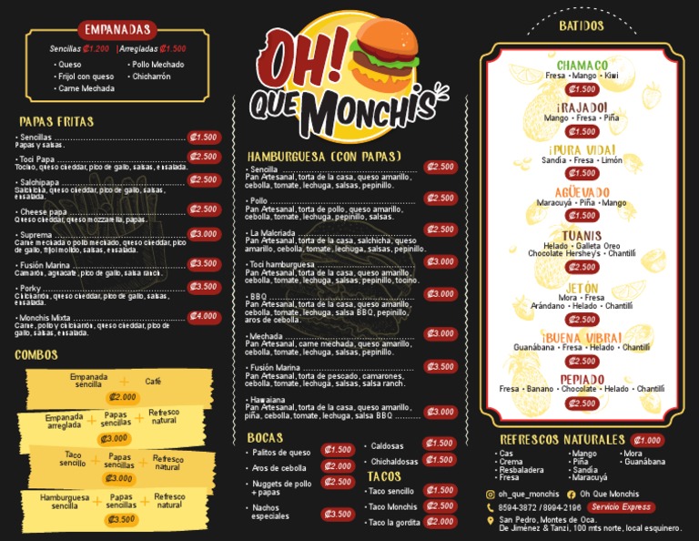 Menú Oh Que Monchis Junio | PDF | Preparación de comida y bebida ...