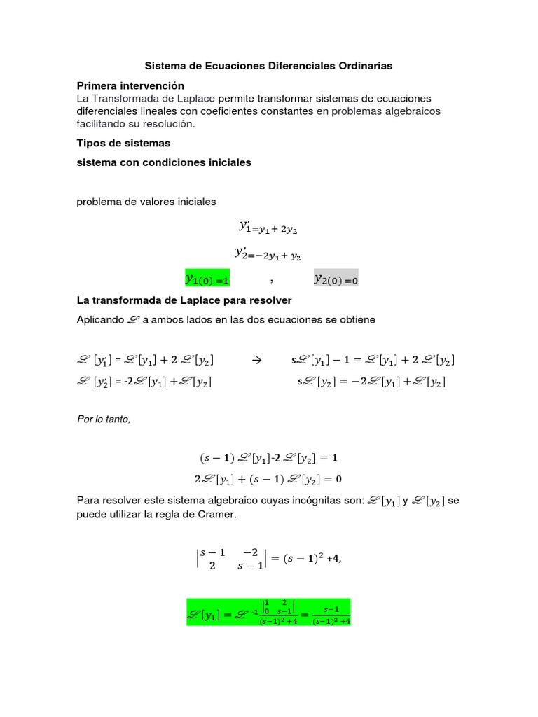 Sistema de Ecuaciones Diferenciales Ordinarias | PDF