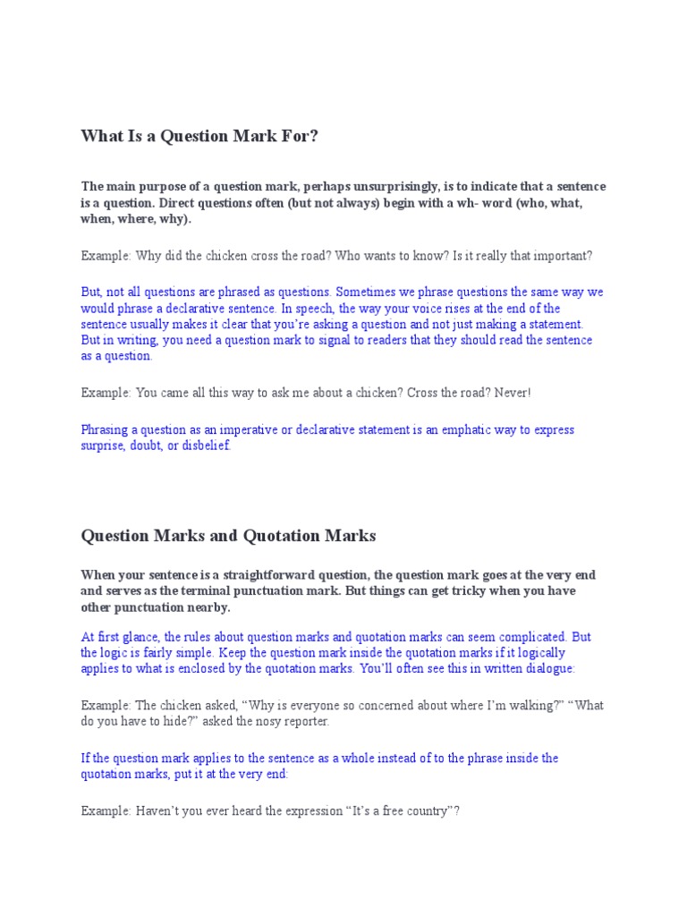 Punctuation - The Question Mark | PDF | Question | Bracket