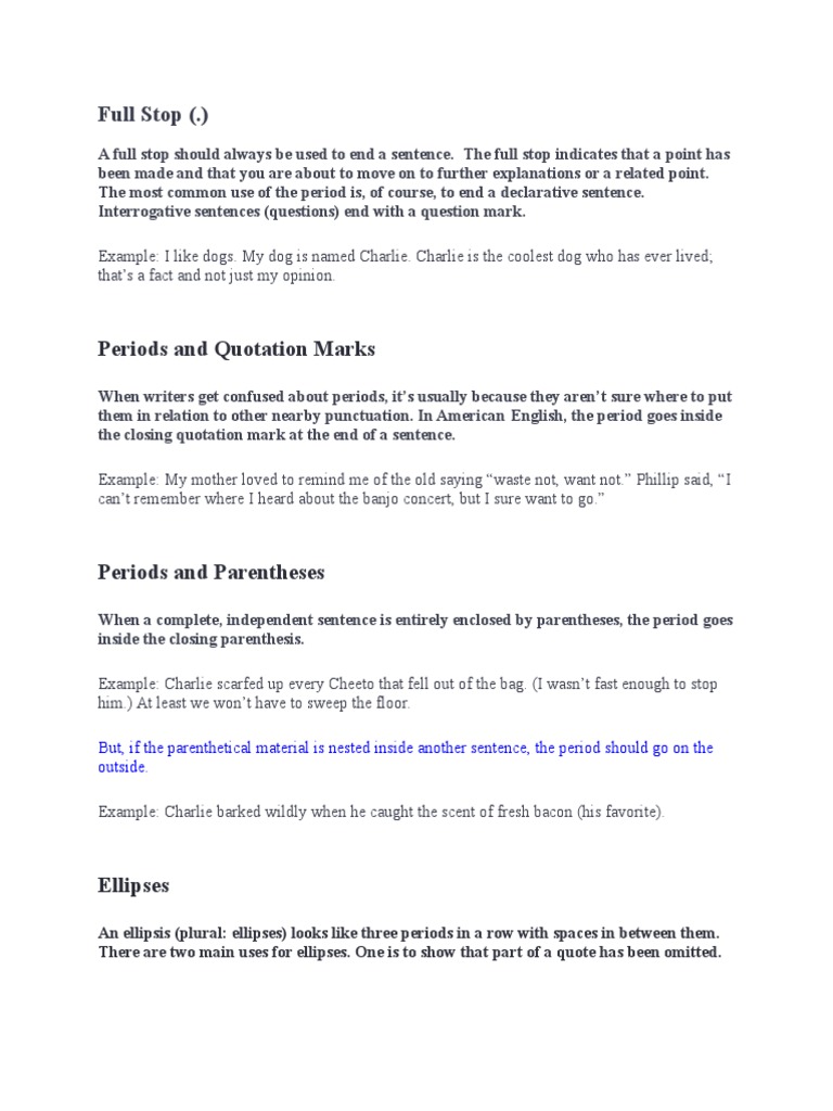 Punctuation - Full Stop | Download Free PDF | Ellipsis | Bracket