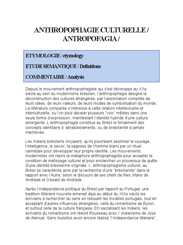 Anthropophagie Culturelle | PDF | Brésil | Révolutions