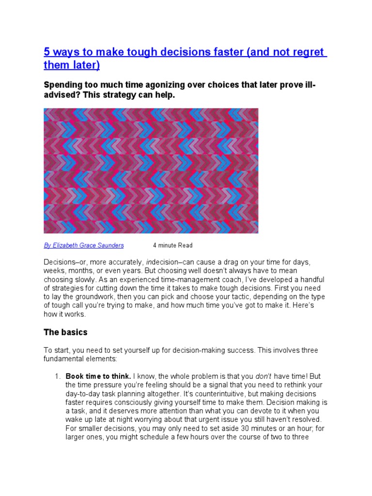 5 Ways To Make Tough Decisions Faster | PDF | Choice | Conversation