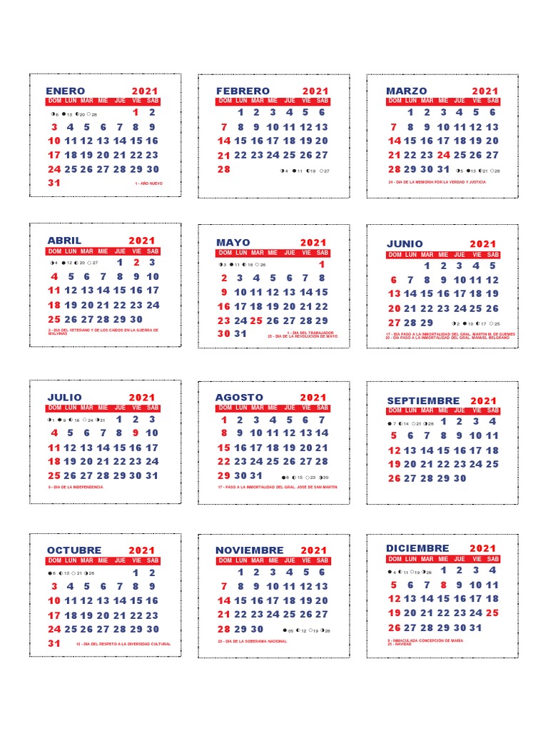 Almanaque 2021 Tipo Mignon 55x50 | PDF | América del Sur