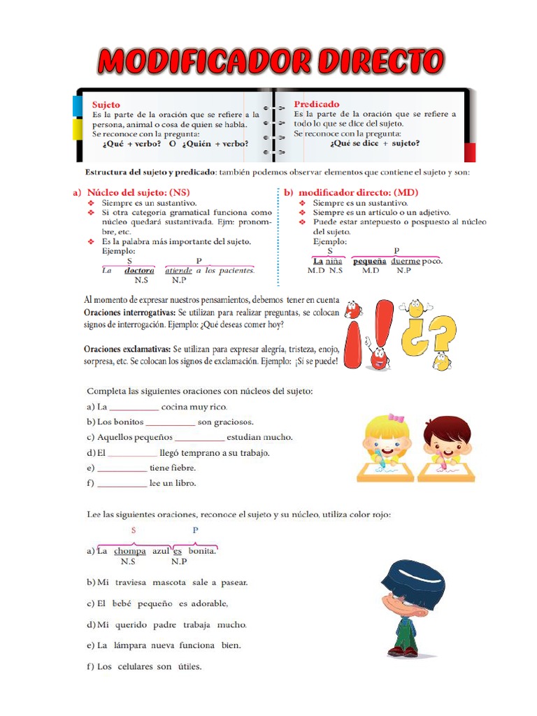 Ejemplos de Modificadores Directos | PDF | Libros para adolescentes