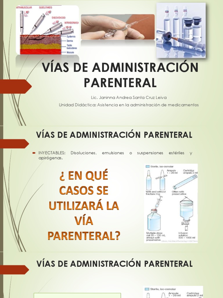 Vías De Administración Parenteral Pdf Medicamentos Con Receta