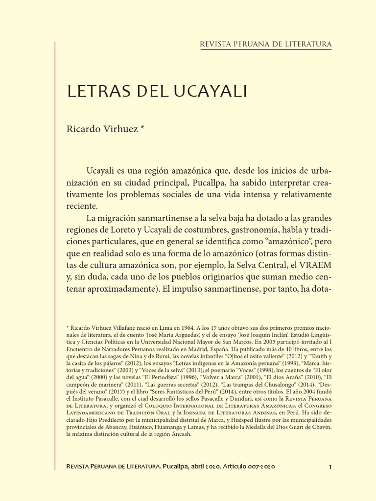 Letras Del Ucayali | PDF | Perú | Poesía