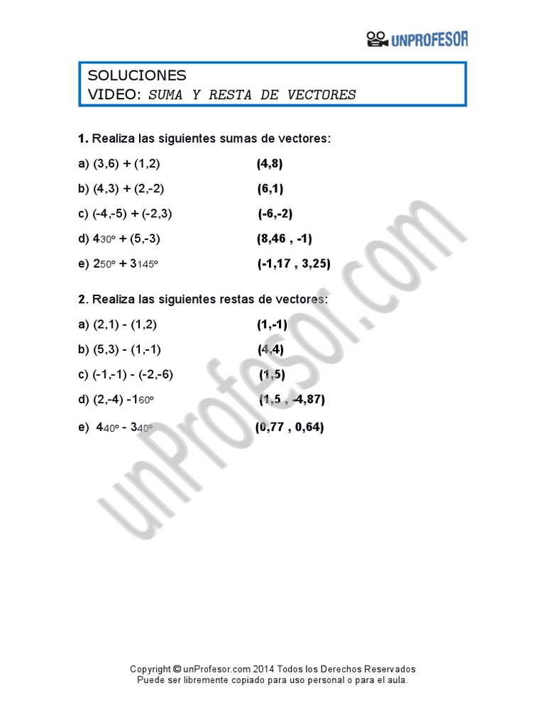 Solucion Suma y Resta de Vectores 1524 | PDF