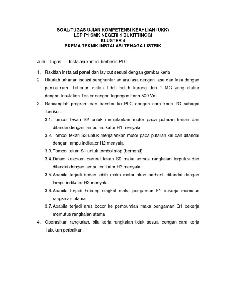 Soal Ukk LSP 2021 Cluster 4 PLC | PDF