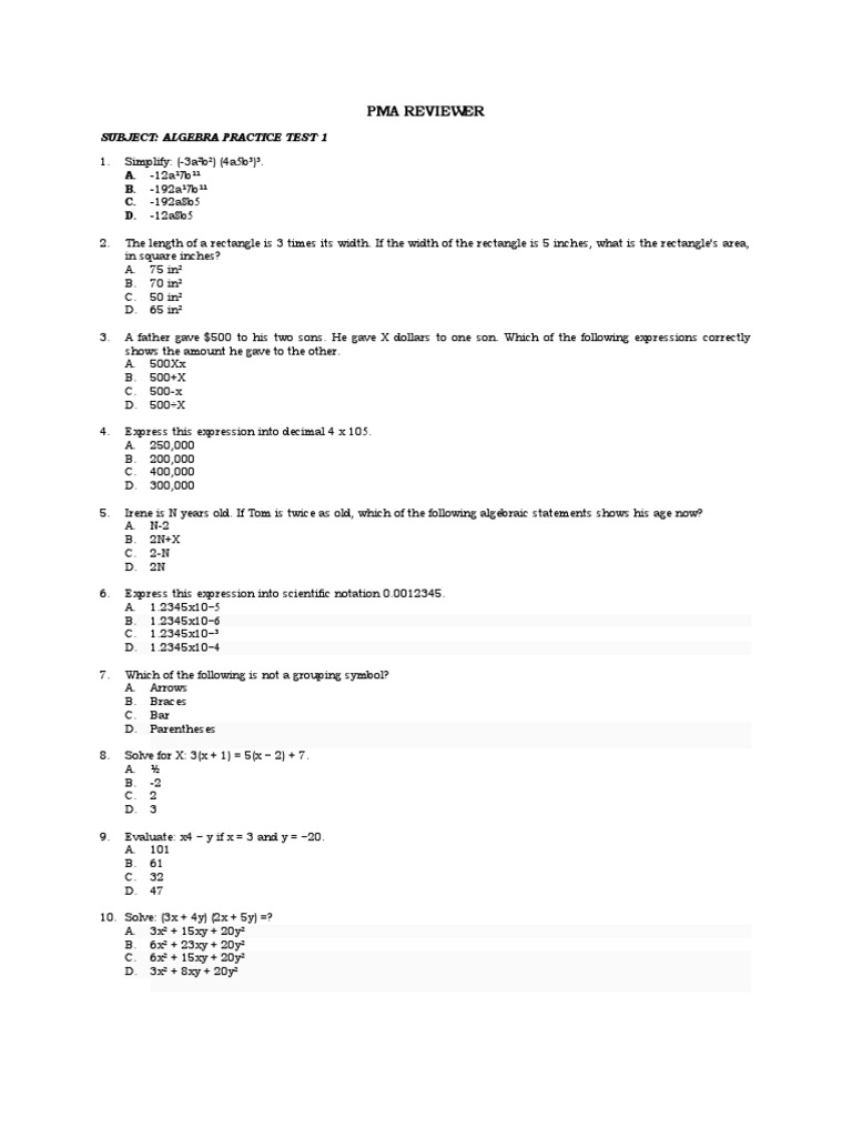 Pma Reviewer (Topnotcher) | Download Free PDF | Trigonometric Functions
