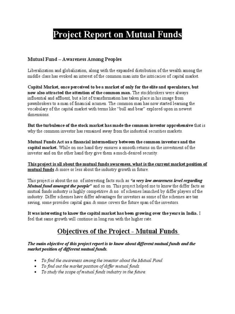 Project Mutual Fund | PDF | Mutual Funds | Investor