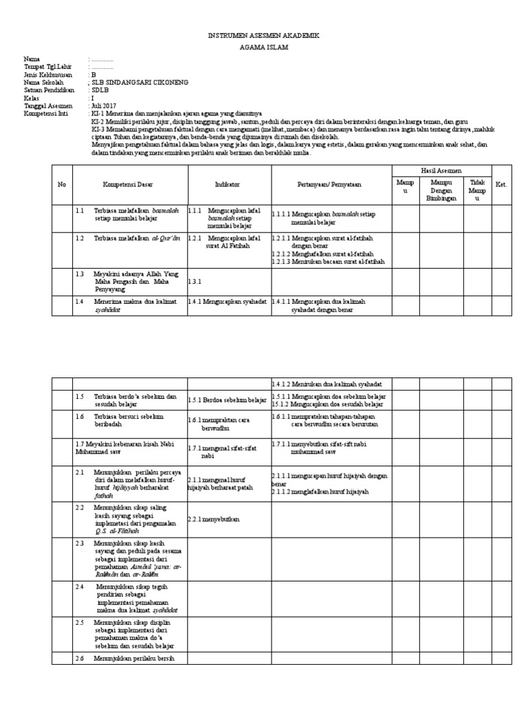 Instrumen Asesmen Akademik 3 | PDF
