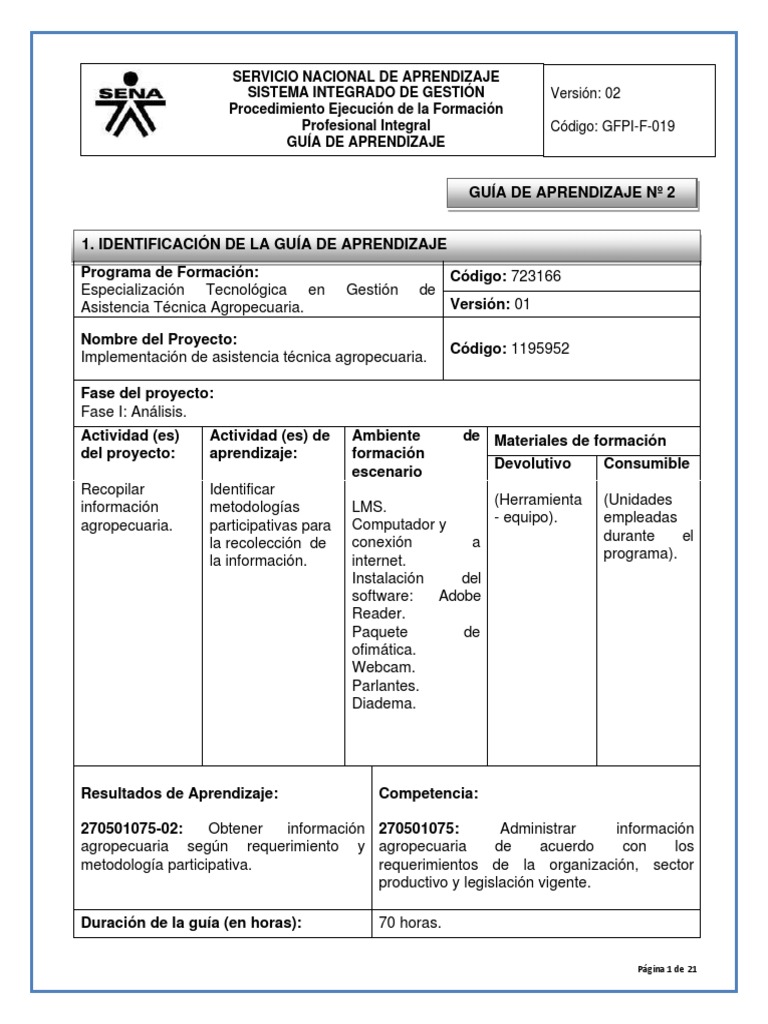 Guia de Aprendizaje 2 | PDF | Aprendizaje | Análisis FODA