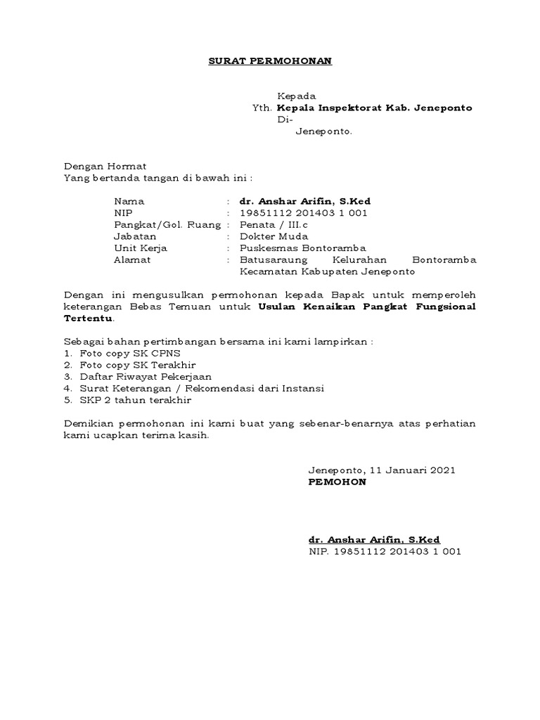 Surat Permohonan Ke Inspektorat | PDF