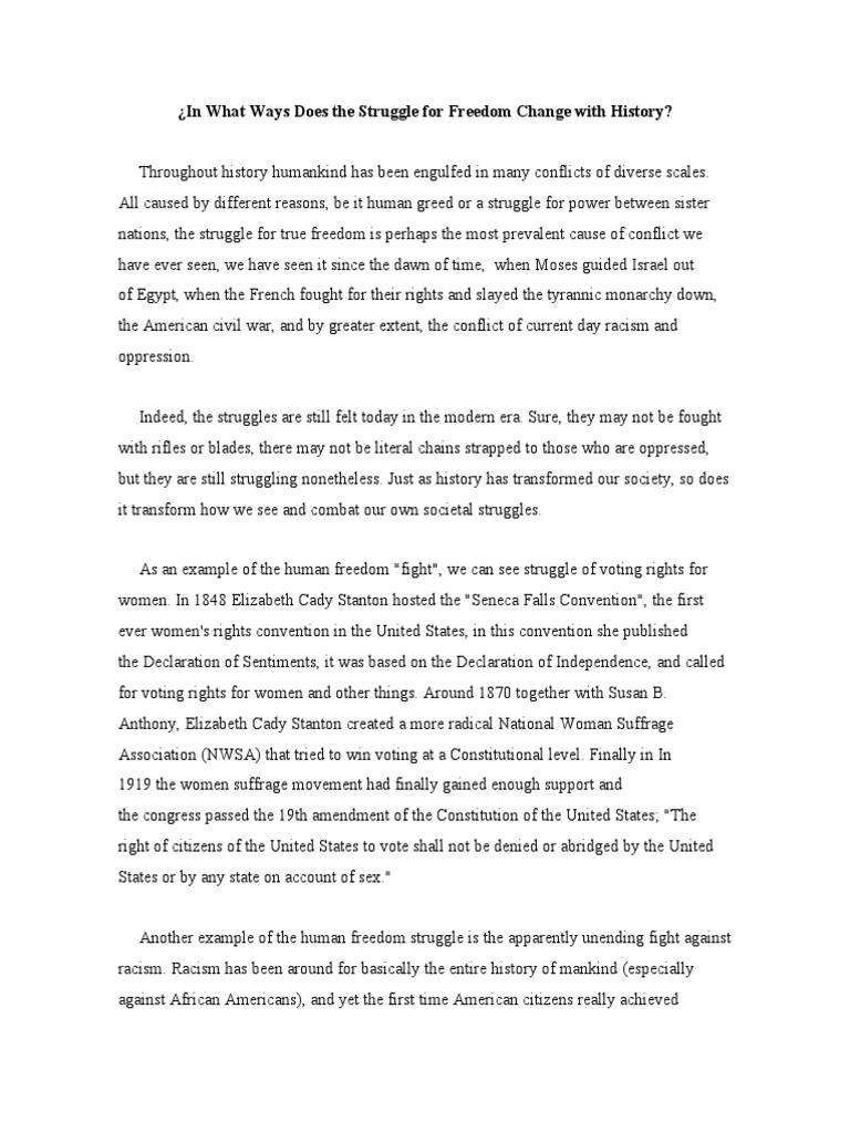 In What Ways Does The Struggle For Freedom Change With History | PDF ...