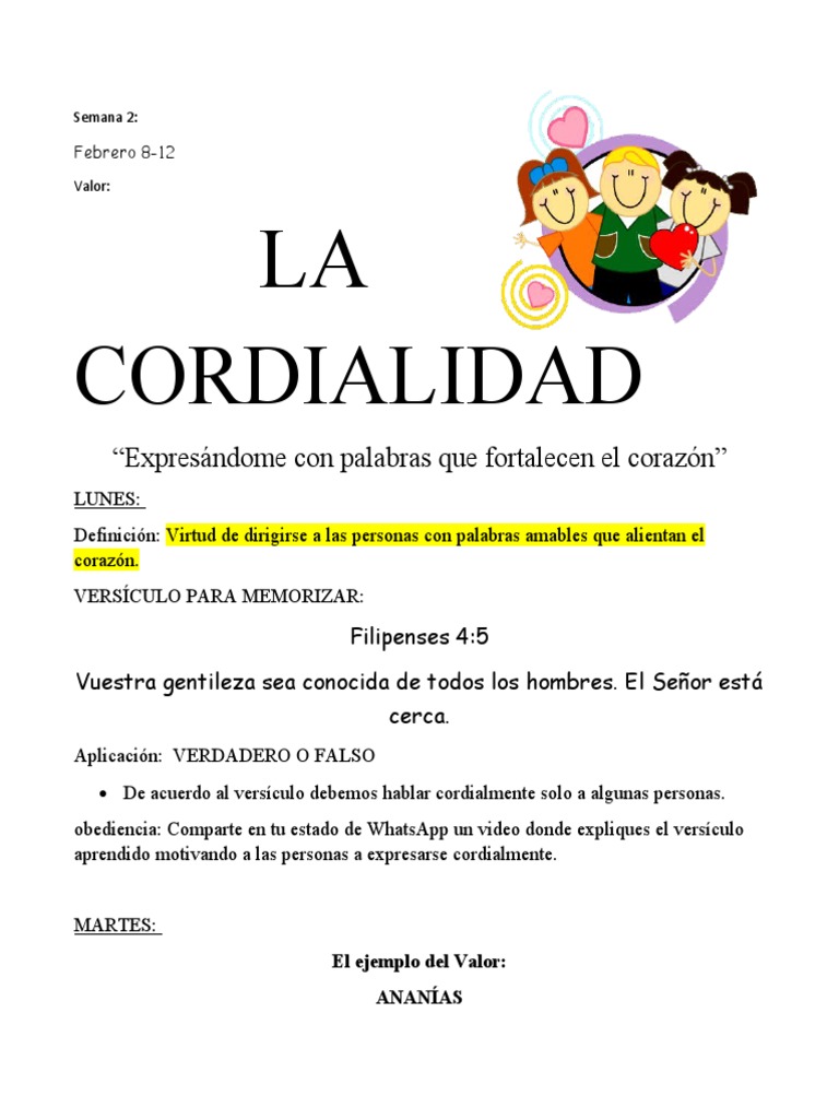 Valor y Ejemplos de Cordialidad | PDF