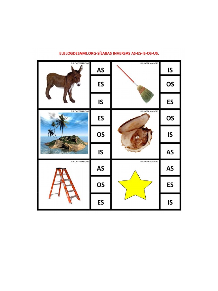 Actividades Con As-Es, Is, Os, Us. | PDF | Artes del Lenguaje y ...