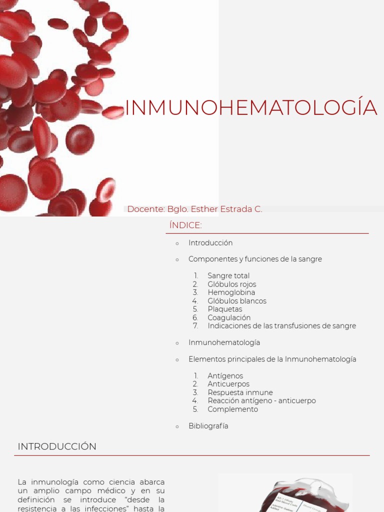 Inmunohematología: Componentes y Funciones | PDF | Sangre | Anticuerpo